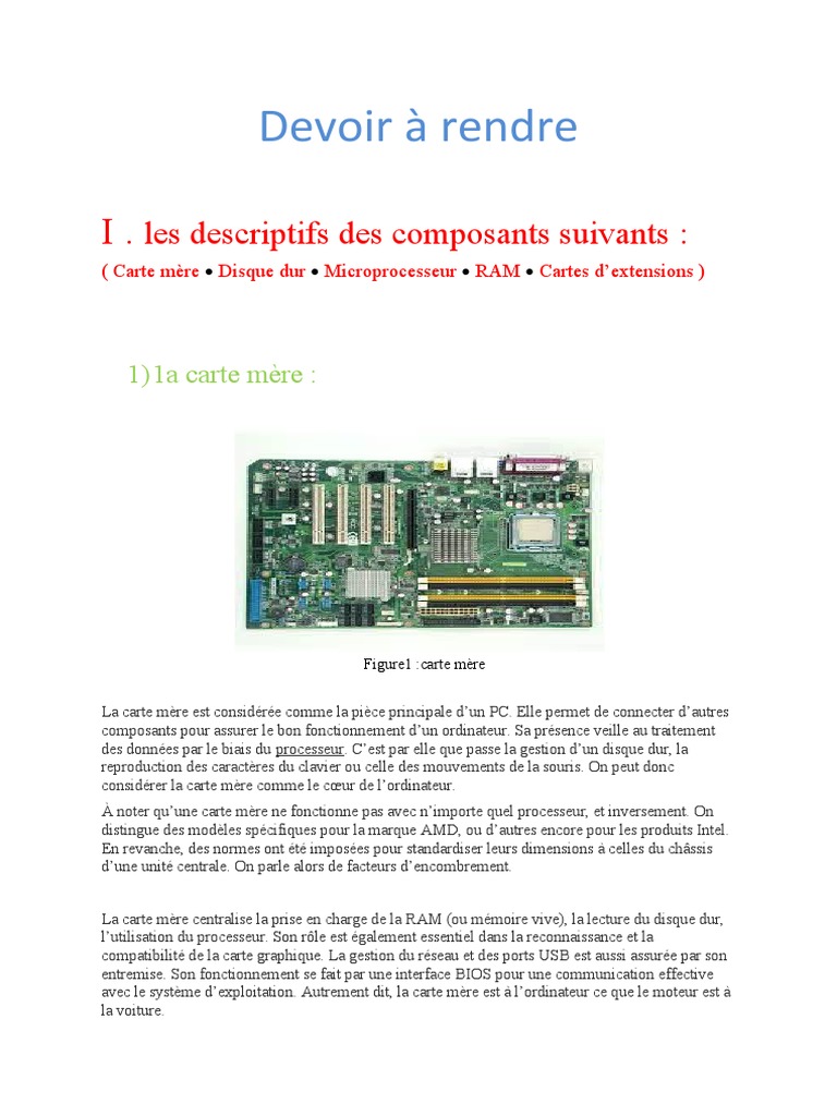 Composants essentiels d'un PC | PDF | Processeur | Disque dur