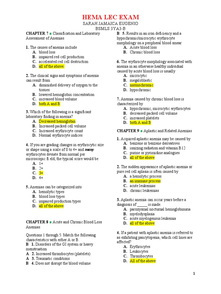 Hema Lec | PDF | Granulocyte | Anemia