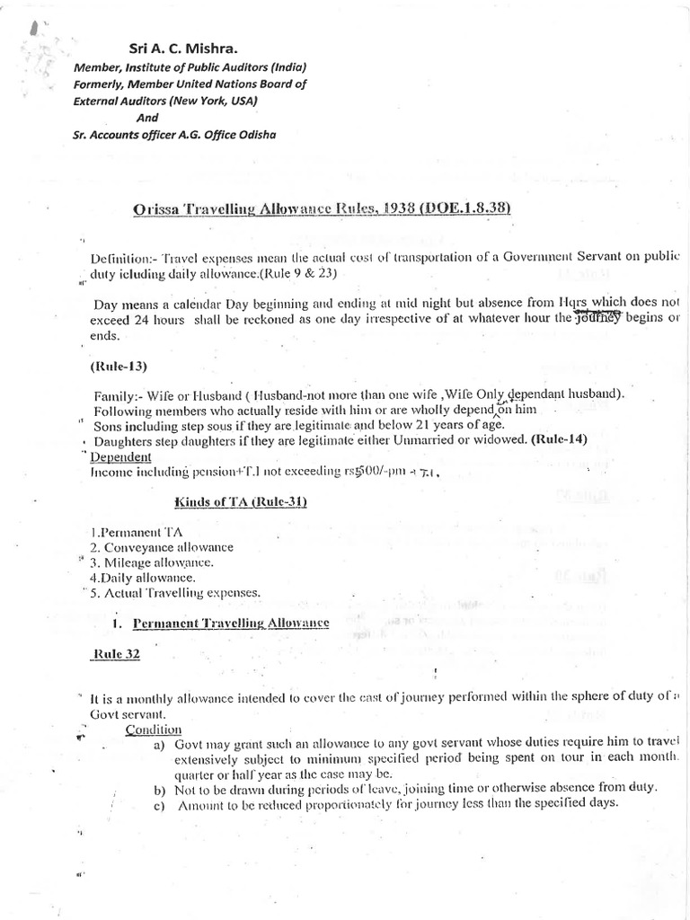 Odisha T A Rule | PDF