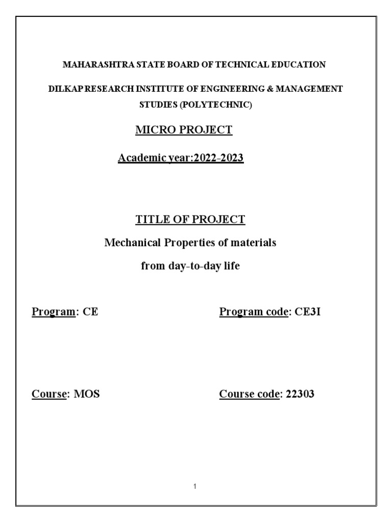 AbhayTare MOS MICRO-PROJECT | PDF | Strength Of Materials | Deformation (Engineering)