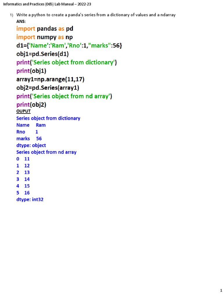 XII IP Lab Manual - 2022 - 23 | PDF | Chart | Table (Database)