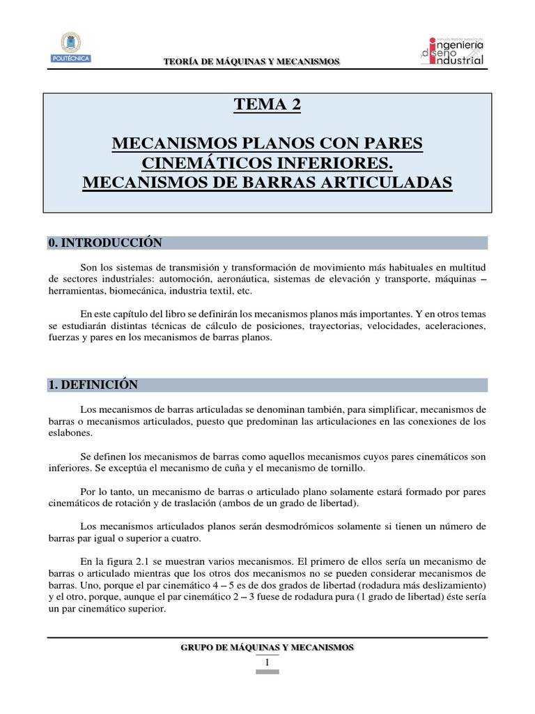 Tema 2 TMM (2 Ed) | PDF | Cinemática | Engranaje