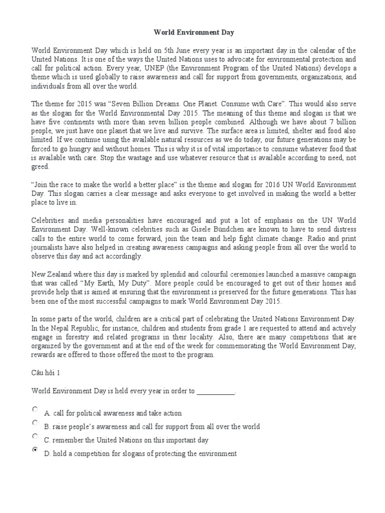 World Environment Day | PDF