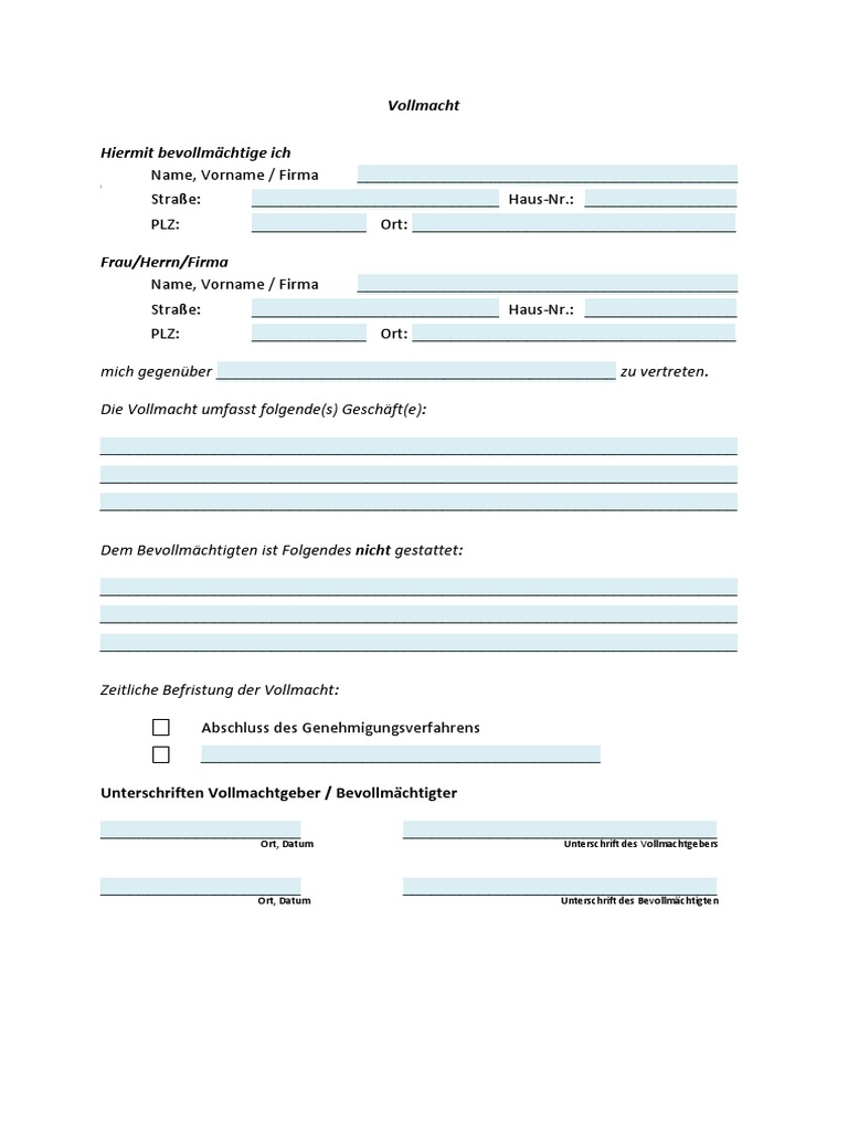 Einfache Vollmacht Digital | PDF