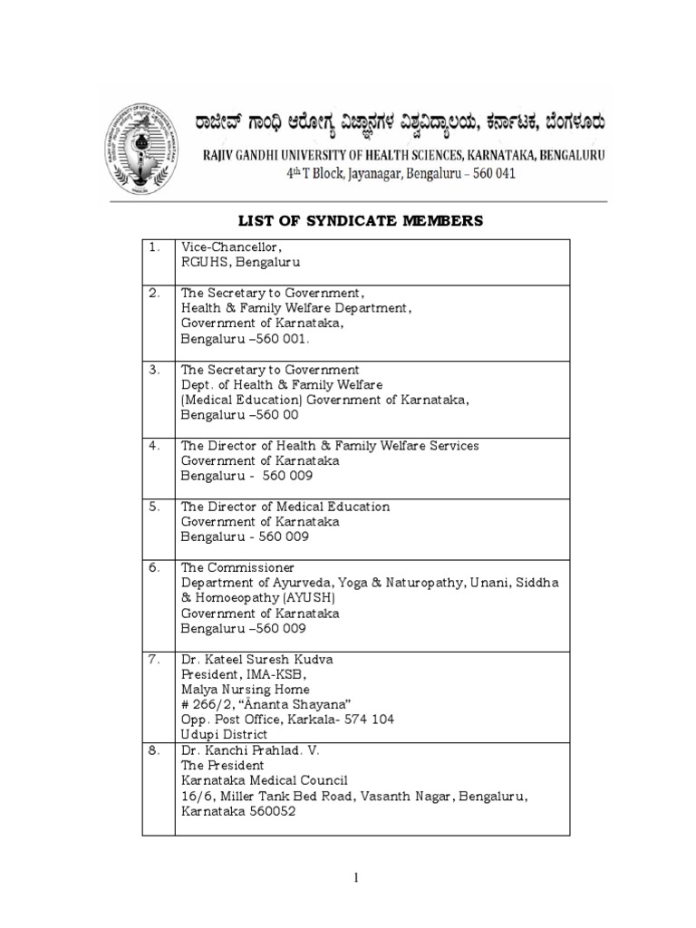 List of Syndicate Members | PDF