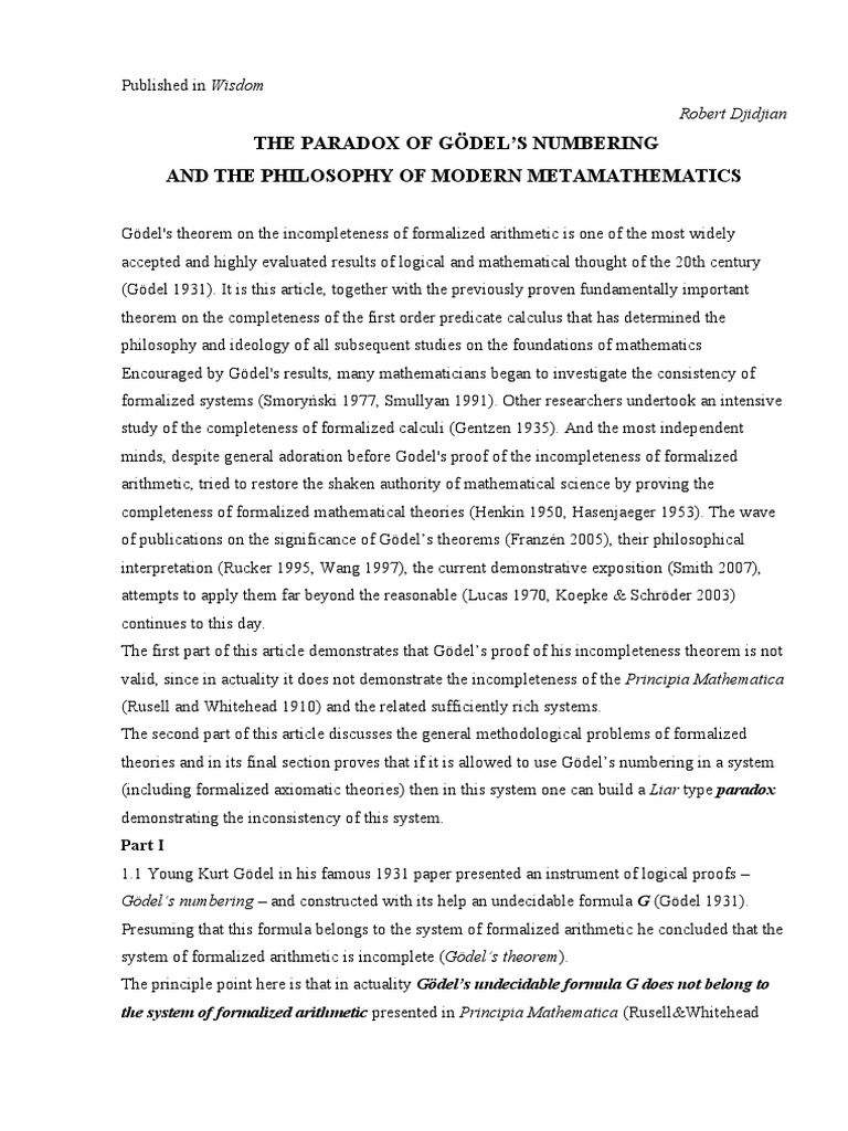 Godel's Proof | PDF | Mathematics | Logic