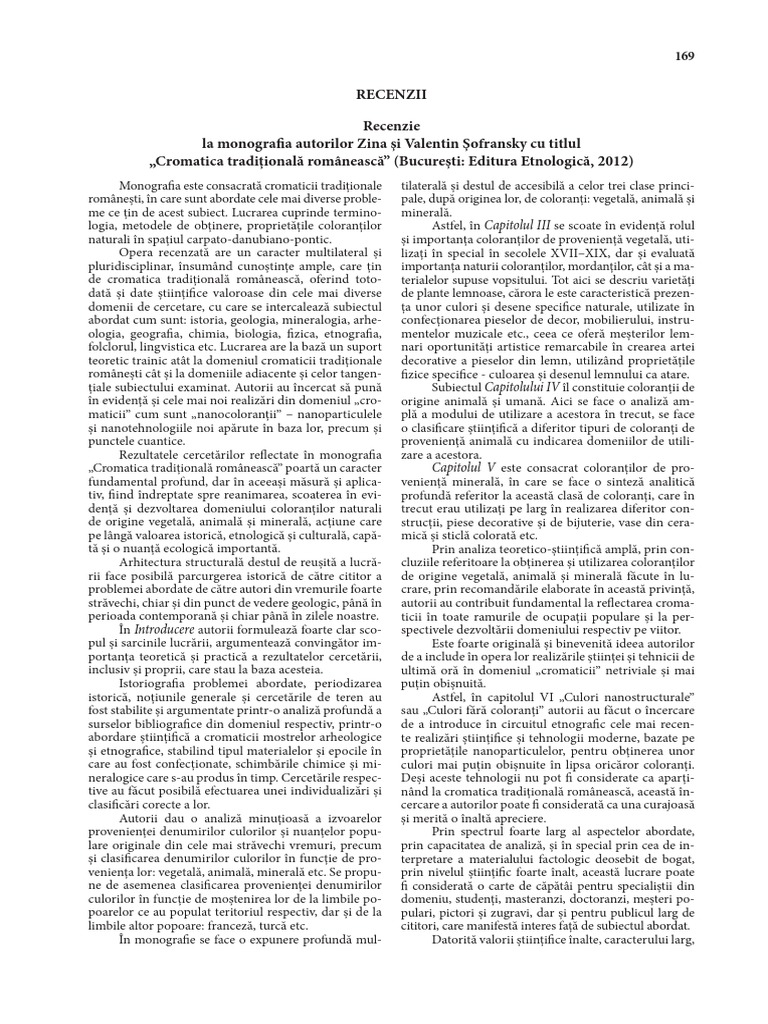 Recenzie La Monografia Autorilor Zina Si Valentin Sofransky | PDF