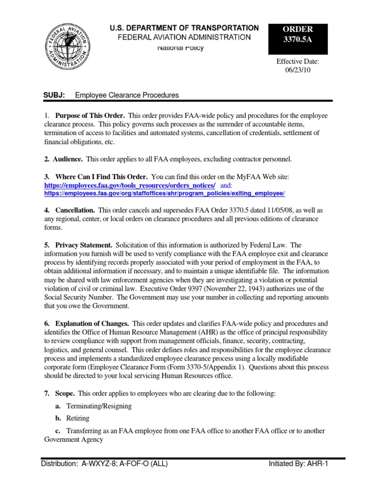 Faa Employee Clearance Form | PDF | Security Clearance | Employment