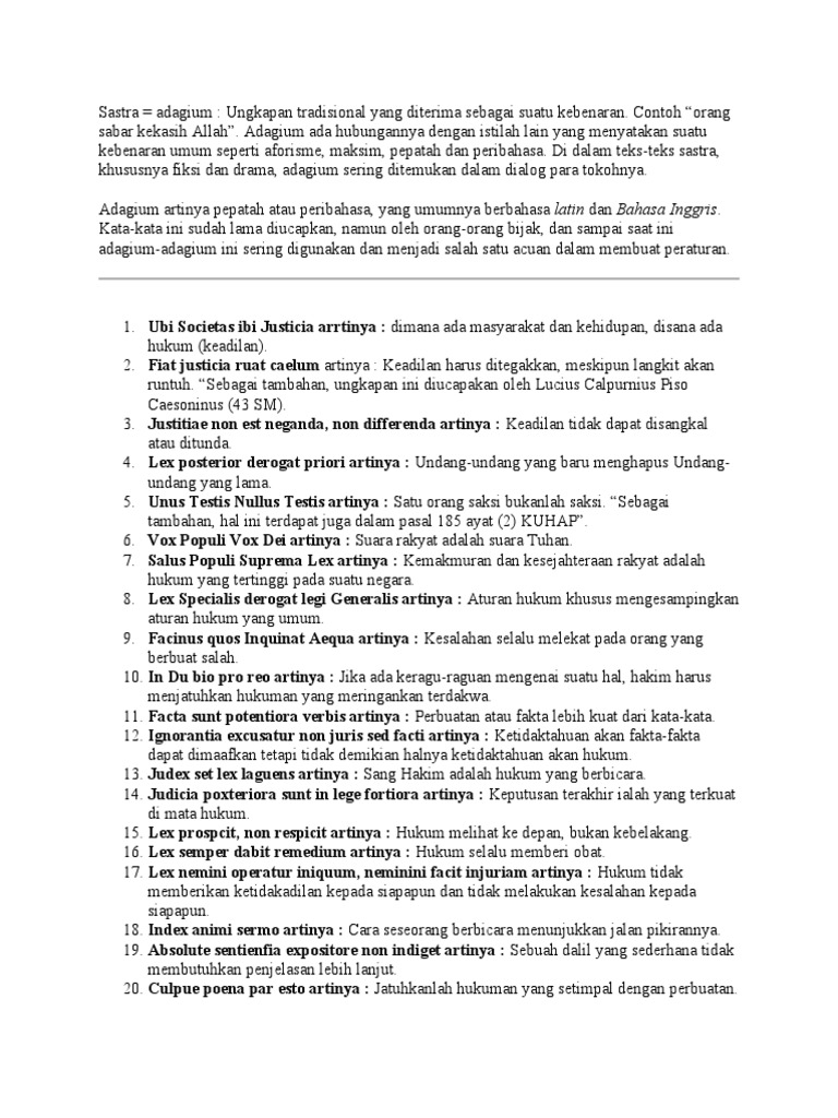 Kumpulan Adagium Hukum dan Artinya | PDF