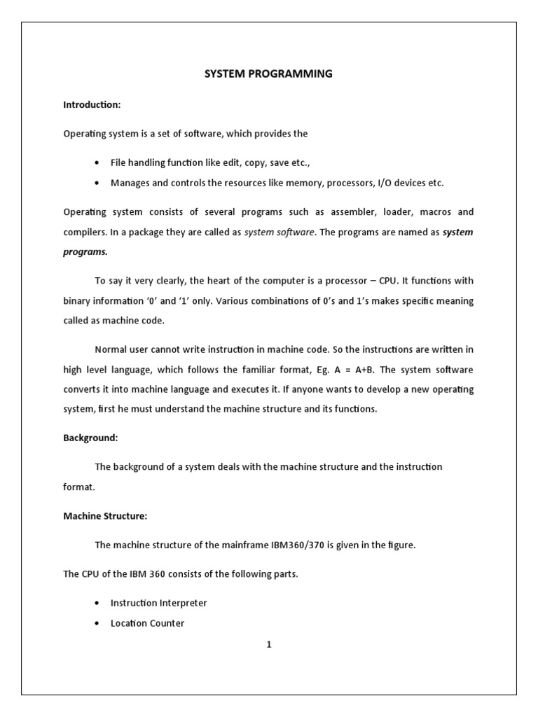 System Programming Unit 1 2 Pdf Assembly Language Computer Program