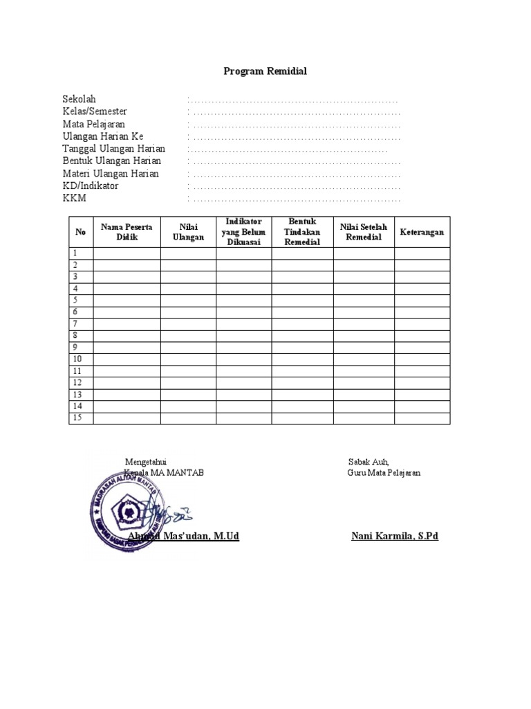 Program Remidial Dan Pengayaan | PDF