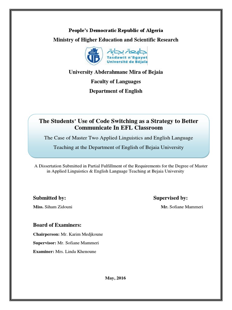 The Students' Use of Code Switching As A Strategy To Better Communicate in EFL Classroom | PDF ...