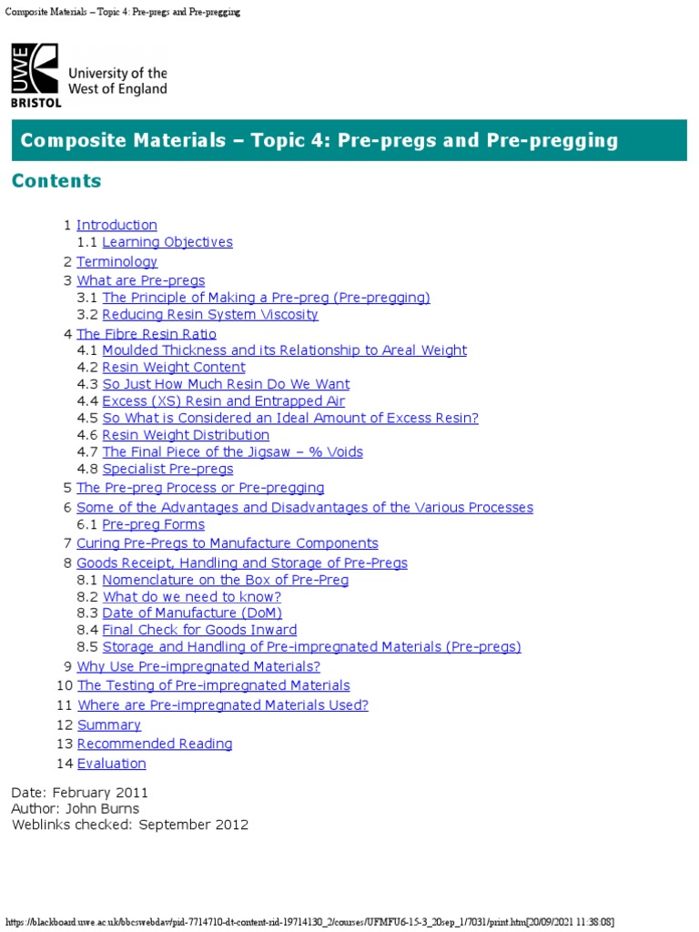 Composite Materials - Topic 4 Pre-Pregs and Pre-Pregging | PDF ...
