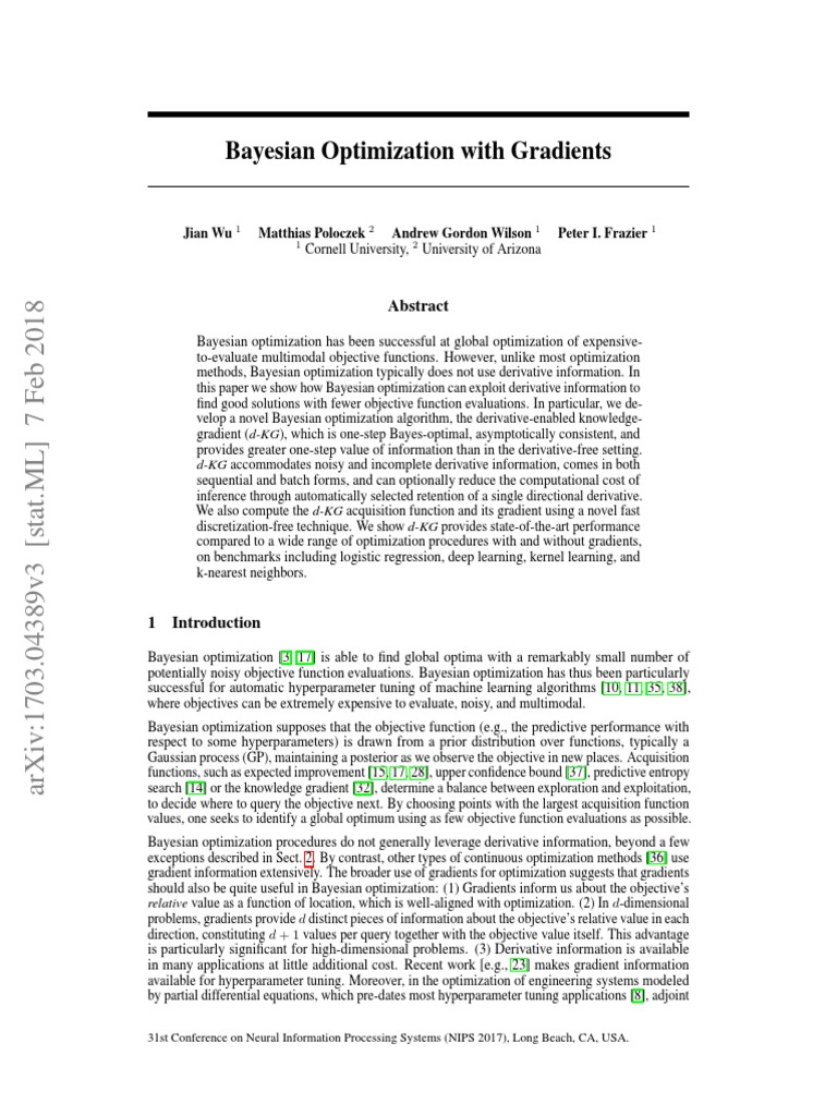 Bayesian Optimization With Gradients Pdf Mathematical Optimization Bayesian Inference 7348