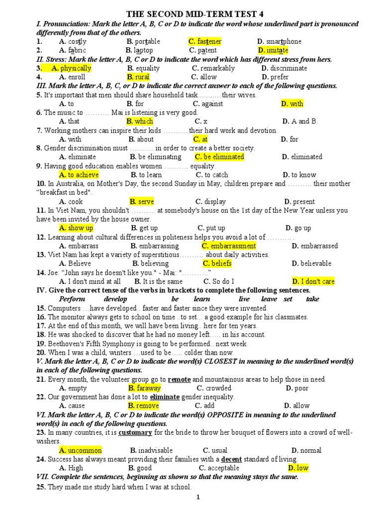 The Second Mid-Term Tests 4 | PDF | Learning | Cognitive Science