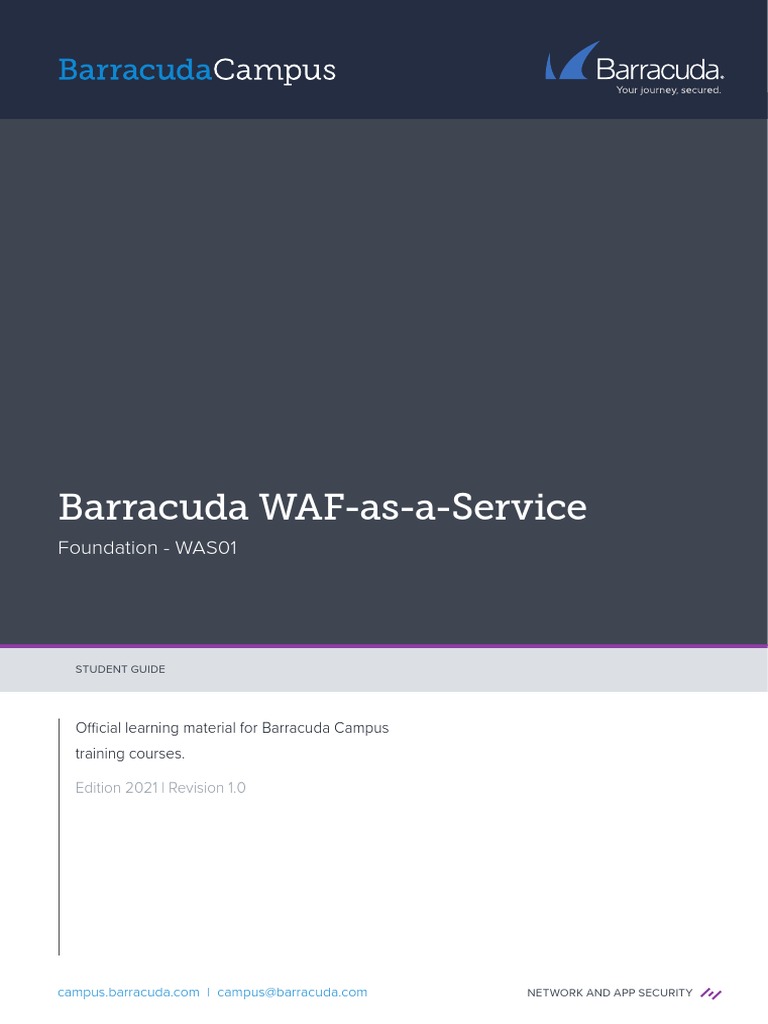Was01 Barracuda Waf-As-A-Service - Foundation - Student Guide | Download Free PDF | Computer ...