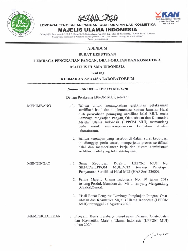 Kebijakan Analisa Halal MUI | PDF
