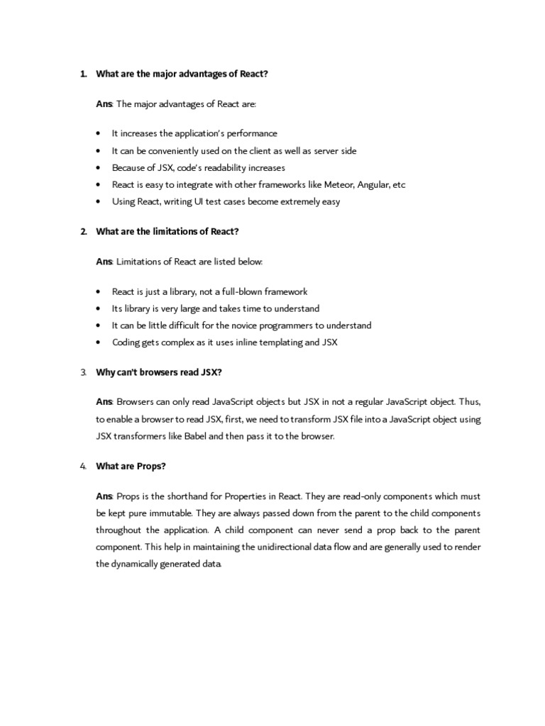 React JS 15 Interview Qns | PDF | Computer Engineering | World Wide Web