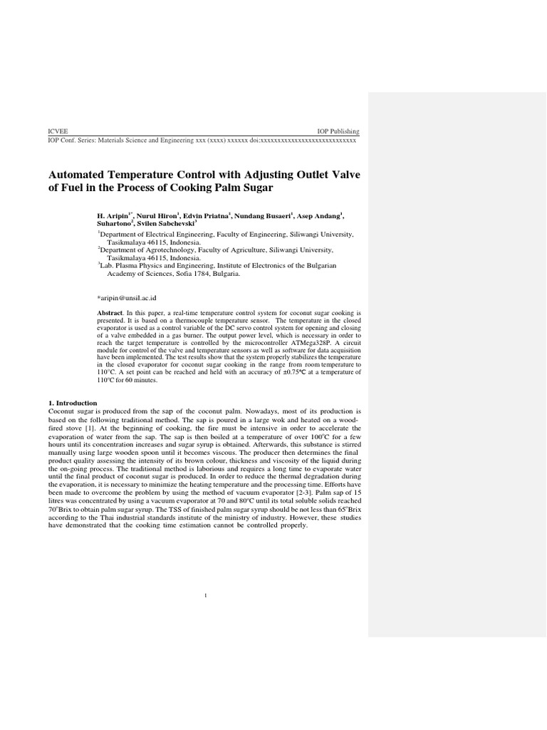Automated Temperature Control With Adjusting Outlet Valve | PDF ...