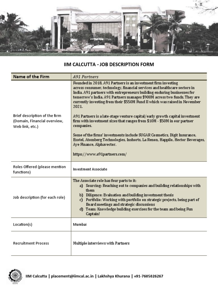 A91 Partners JD | PDF | Investing | Venture Capital