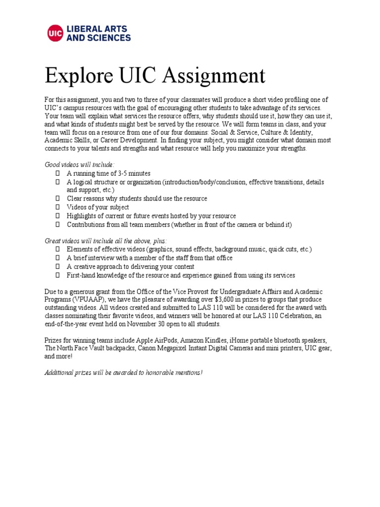Explore UIC Assignment Instructions | PDF