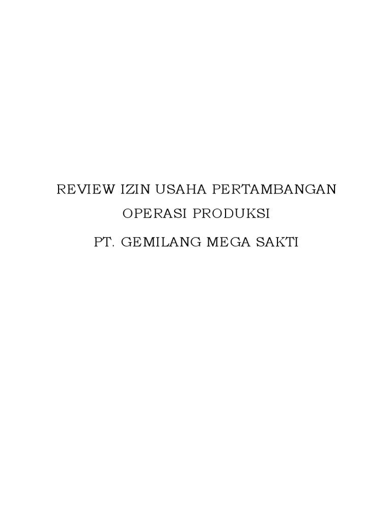 Review Iup Op PT - Gemilang Mega Sakti | PDF