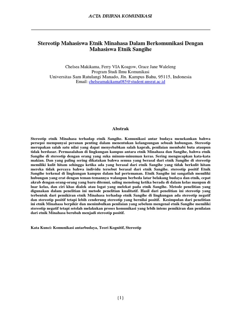 Levianelotulung, JURNAL CHELSEA MAKIKAMA ACTA DIURNA KOMUNIKASI | PDF