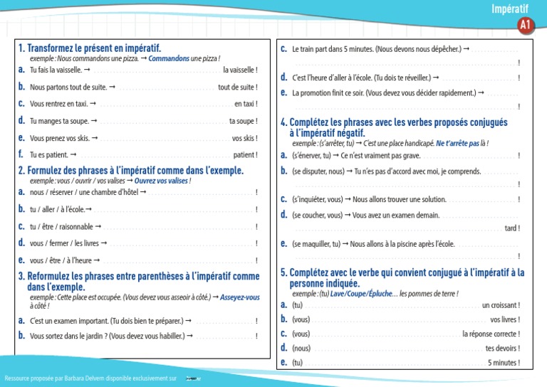 Exercices d'impératif en PDF | PDF