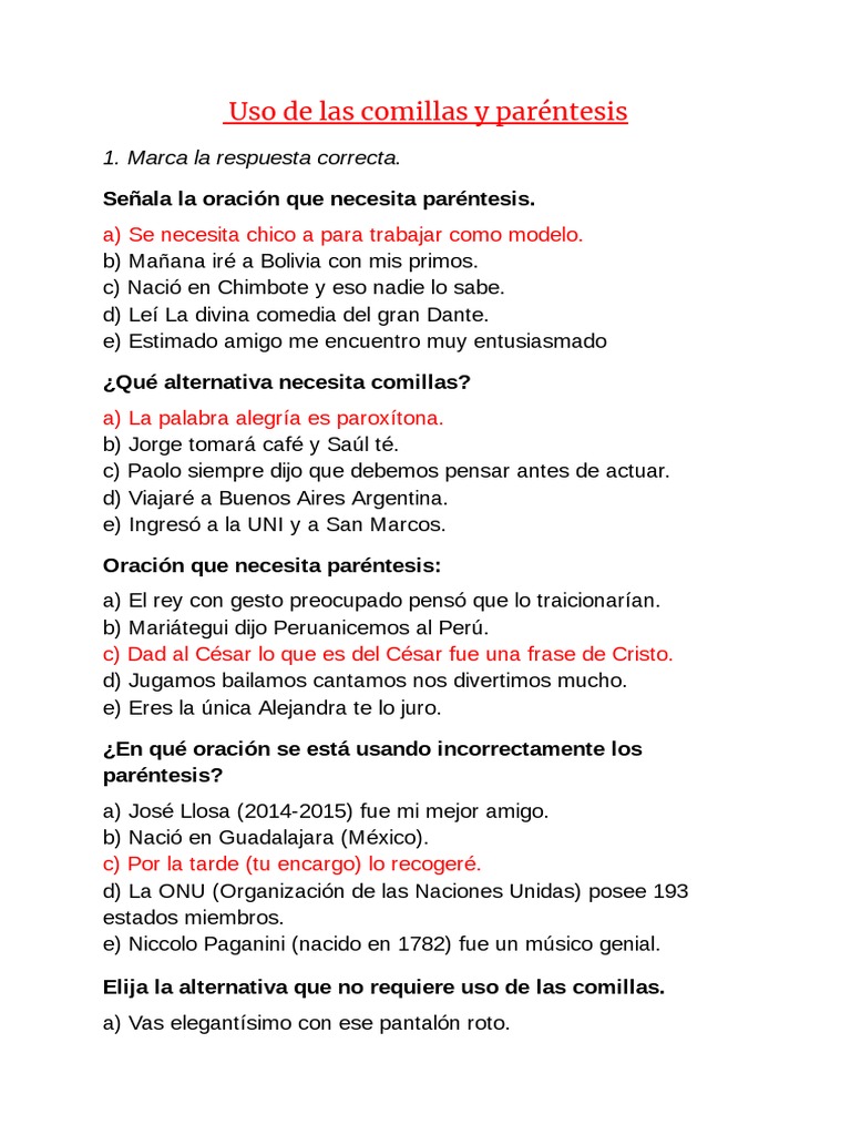 Uso de Las Comillas y Paréntesis - Documentos de Google | PDF