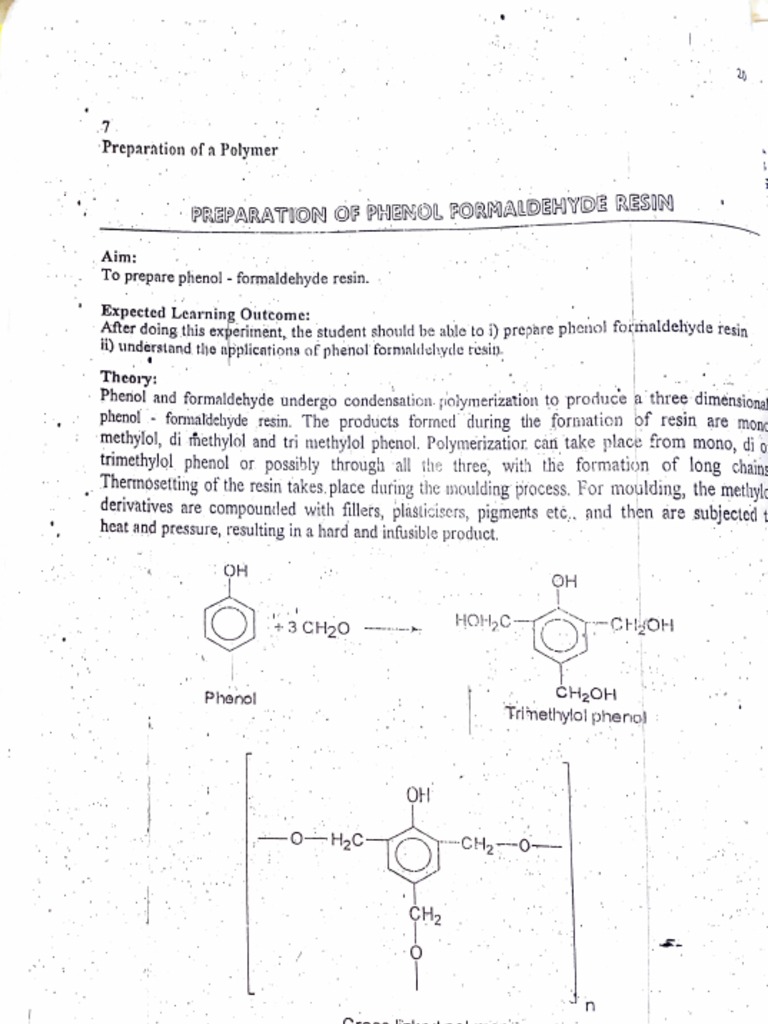 Preparation of Phenol Formaldehyde Resin | PDF | Formaldehyde | Polymers