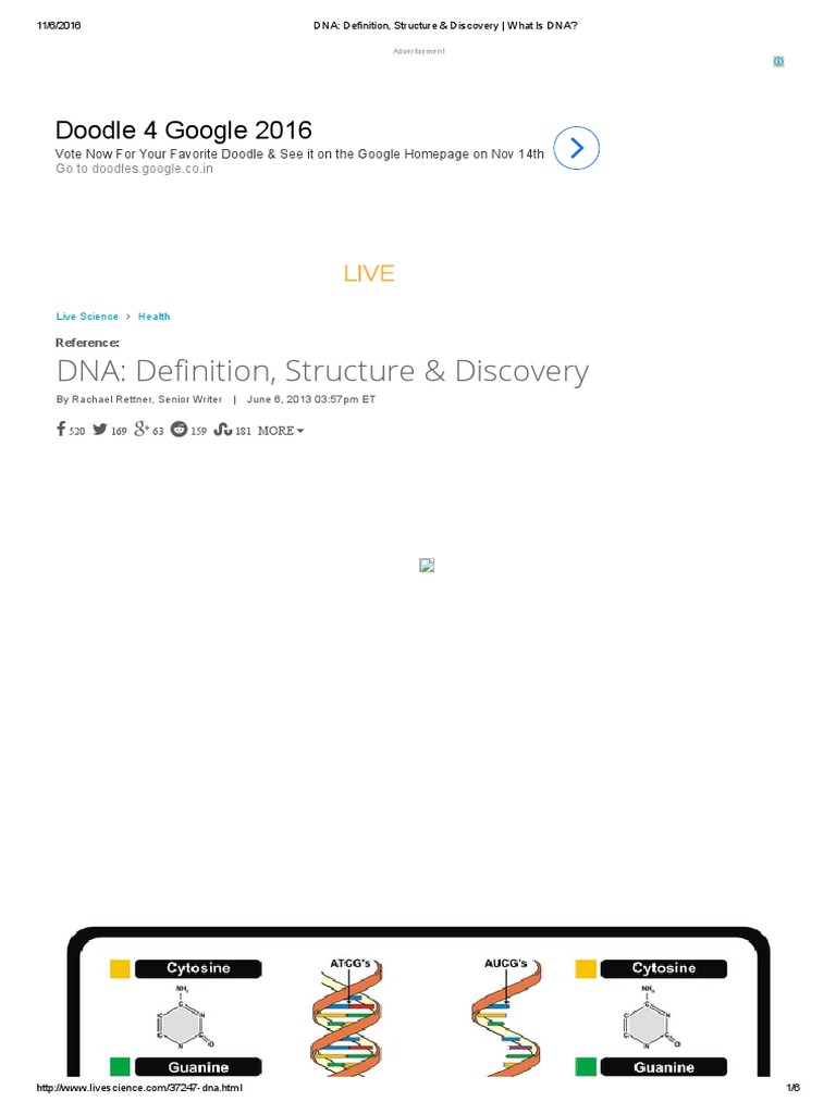 DNA - Definition, Structure & Discovery - What Is DNA | PDF | Dna ...