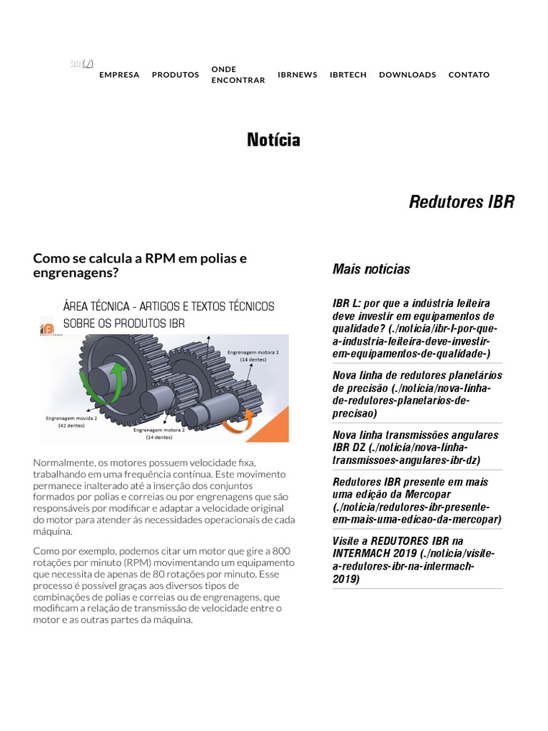 Como Se Calcula A RPM em Polias e Engrenagens? | PDF