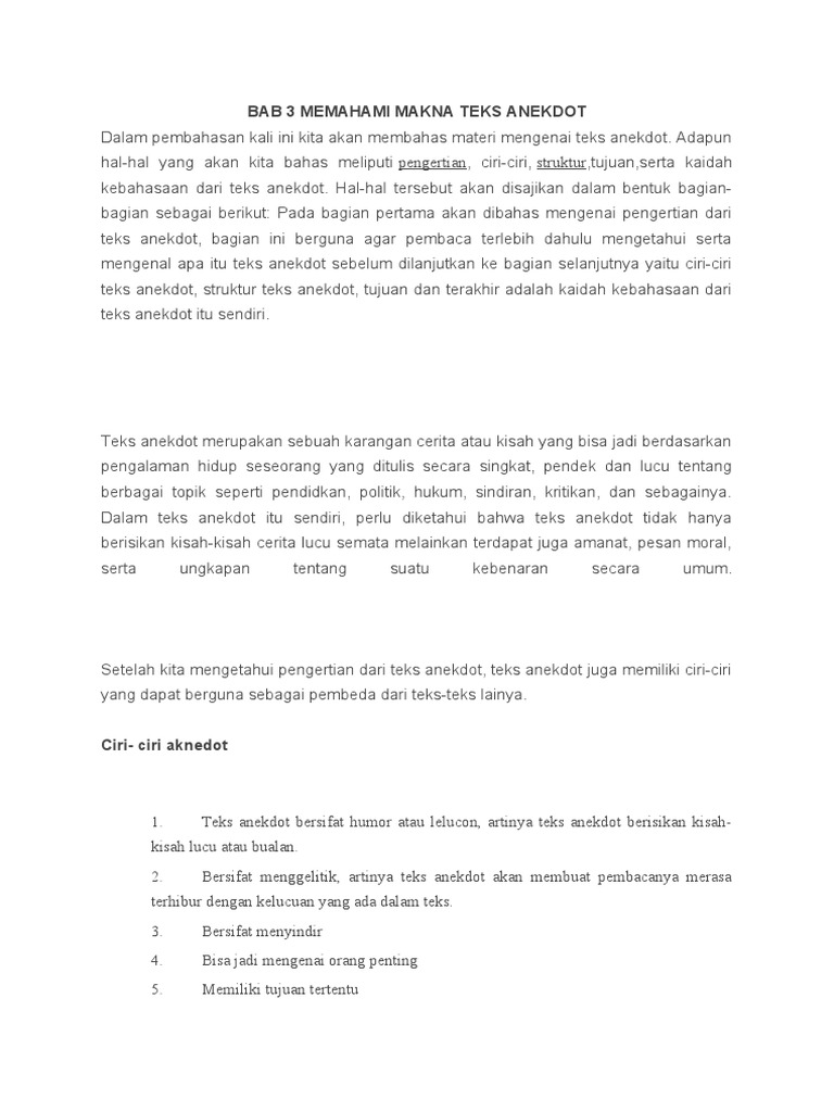 Bab 3 Memahami Makna Teks Anekdot | PDF