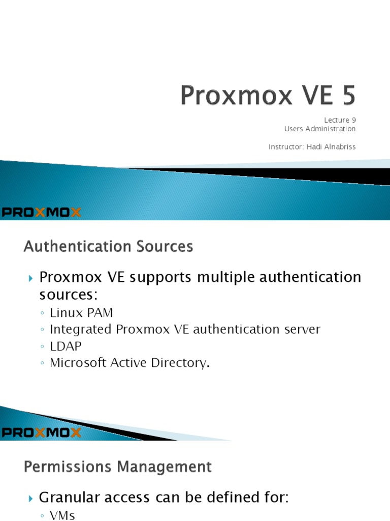 Proxmox VE Users Administration | PDF | Virtual Machine | Password