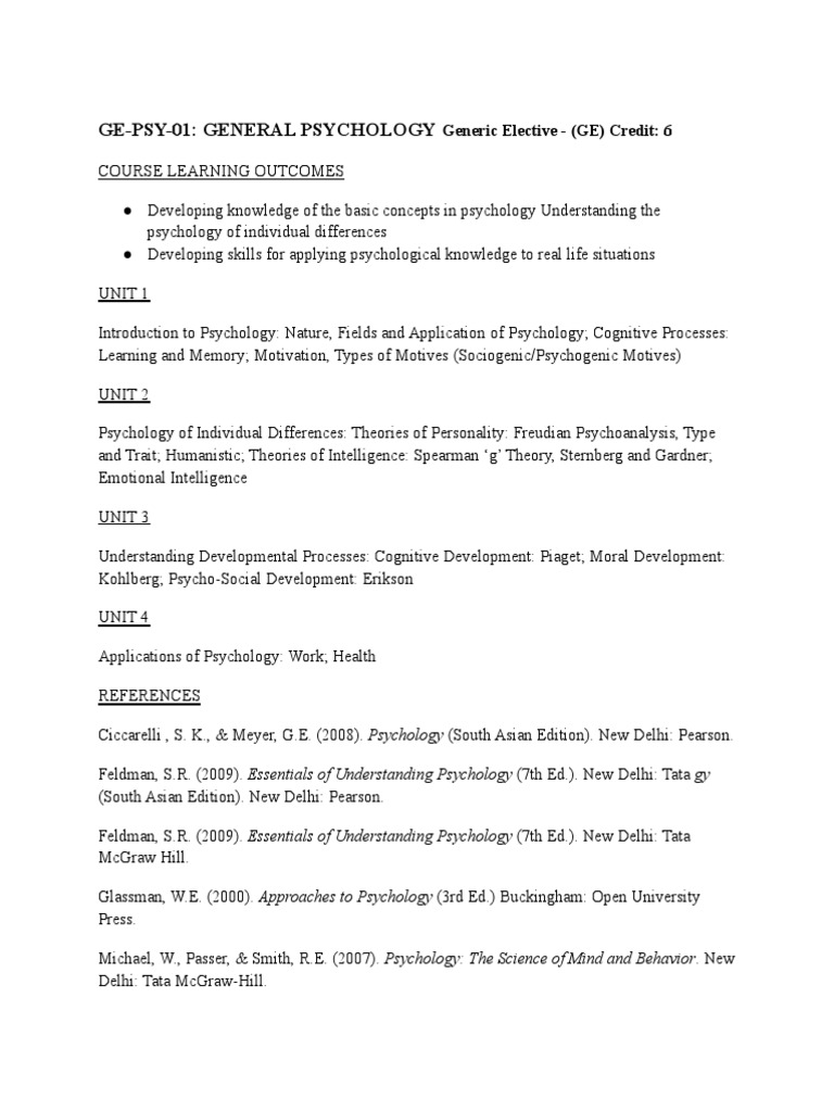 Ge Psy 01 | PDF | Psychology | Learning