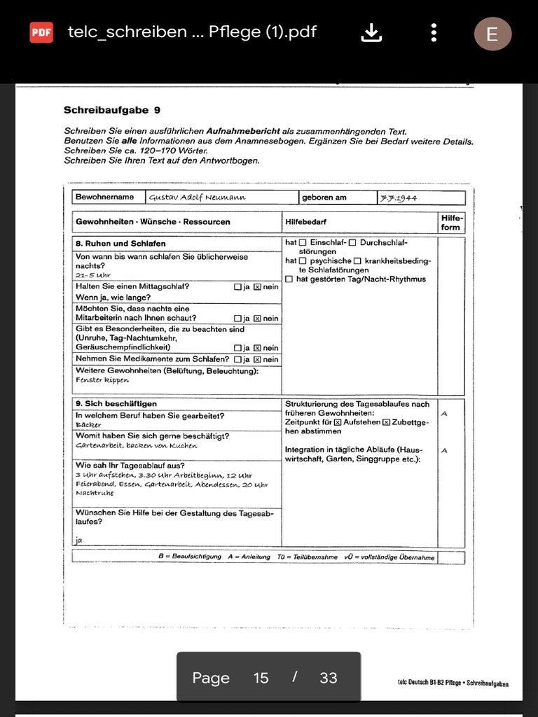 Telc Schreiben Fuer Pflegekraefte Deutsch Pflege (1) .PDF - Google ...