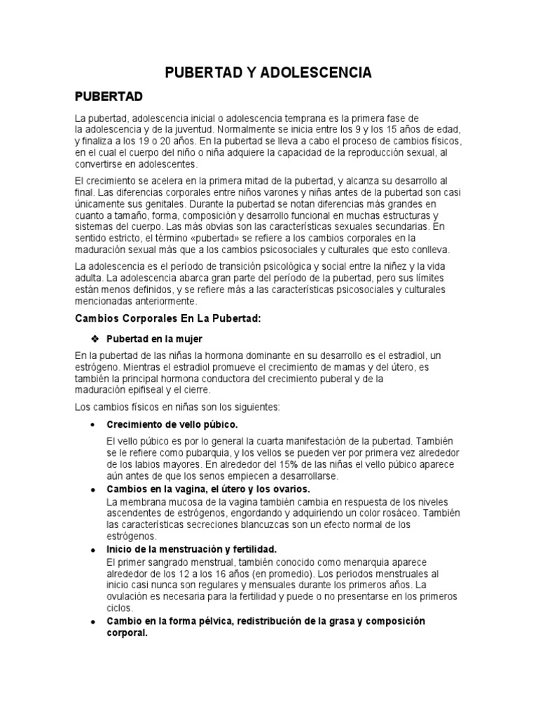 Pubertad y Adolescencia | PDF | Pubertad | Adolescencia