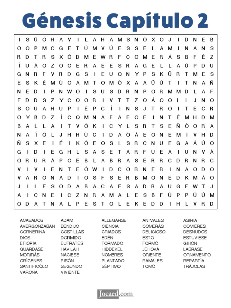 Genesis 2 Sopa de Letras | PDF | Textos Religiosos | Biblia