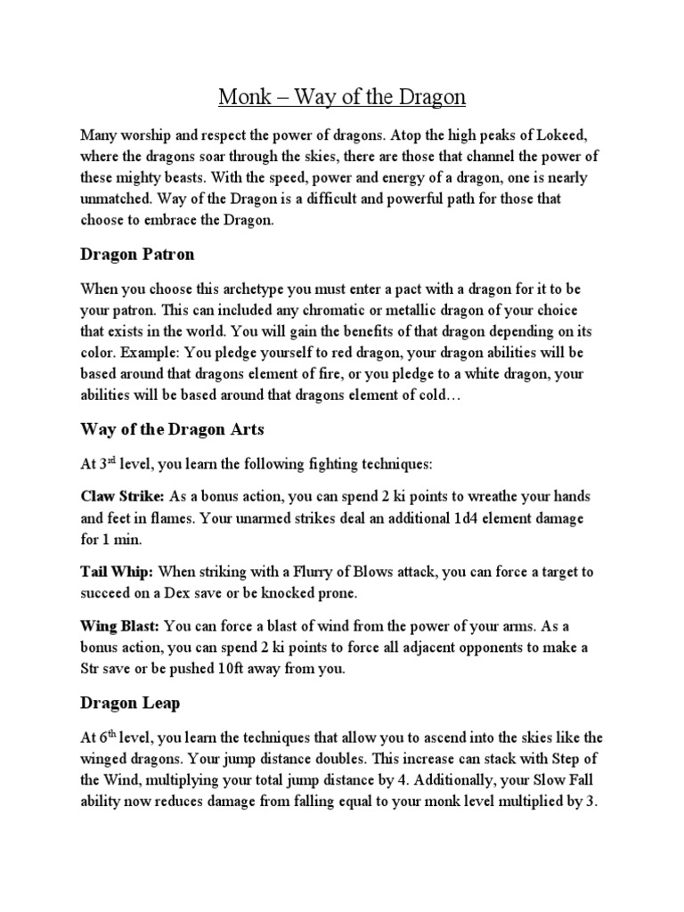 Embracing the Power of Dragons: The Way of the Dragon Monk | PDF