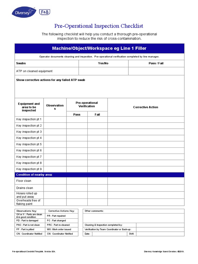 Pre Operational Checklist Template | PDF