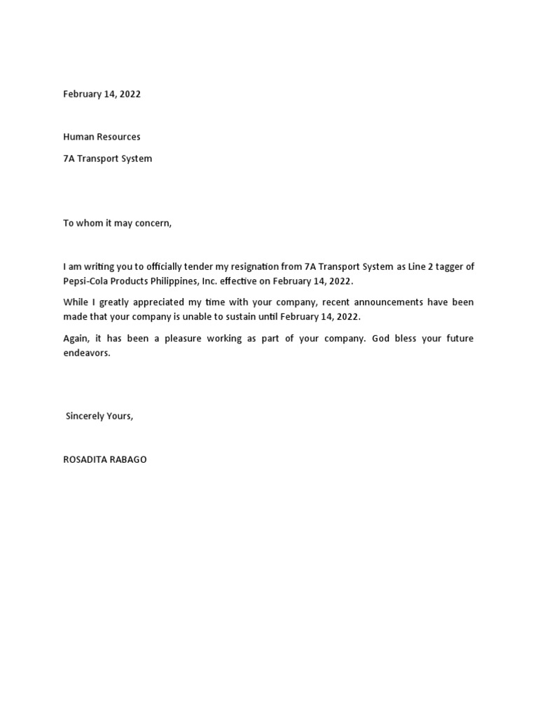 Resignation Letter Template | PDF