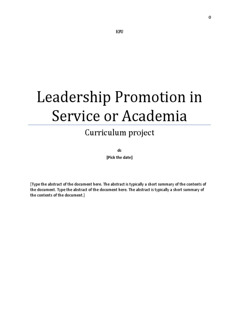 Training the Next Generation of Leaders: A Curriculum for Developing ...