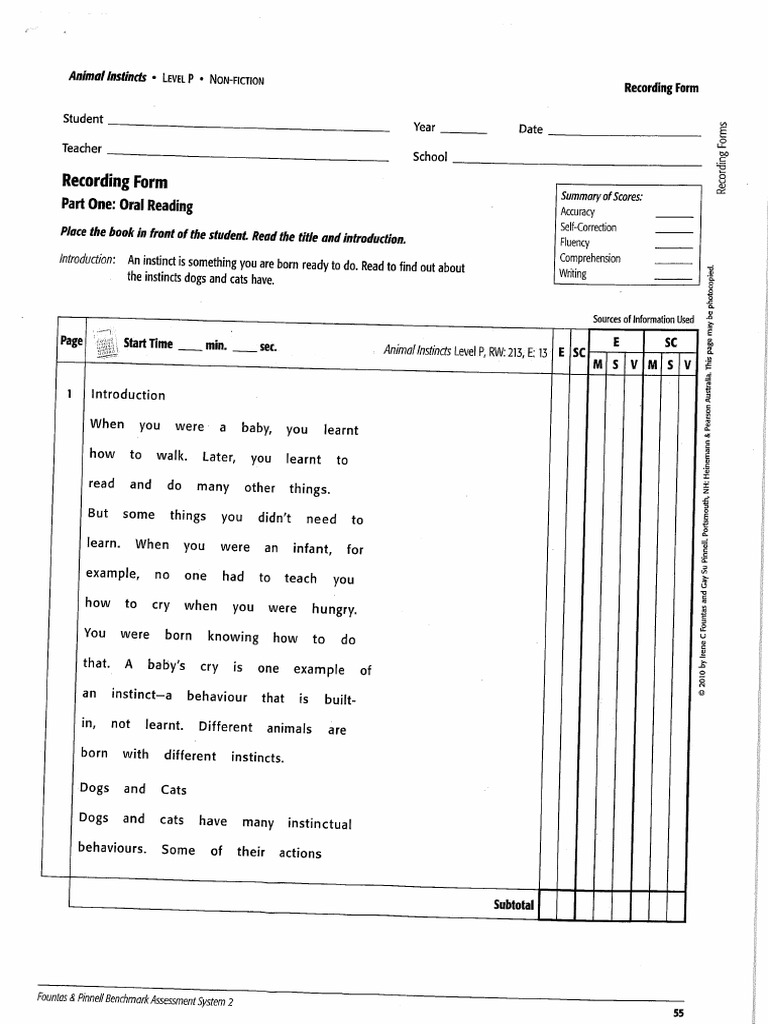 Fountas & Pinnell Benchmark Assessment System 2 | PDF