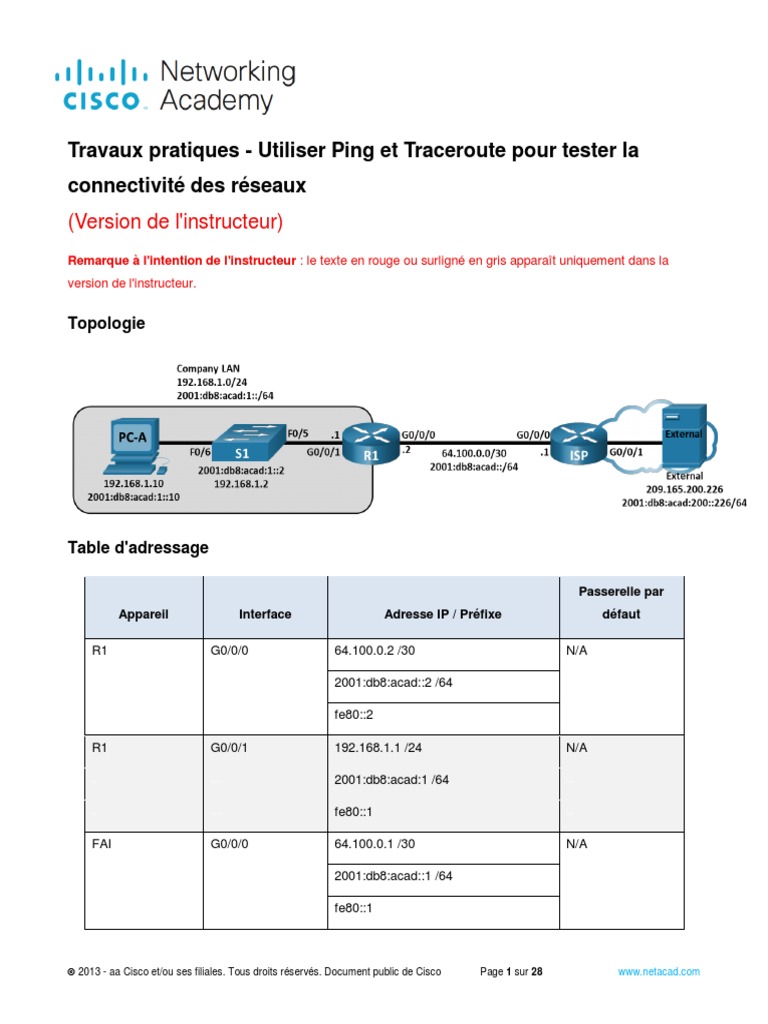 Utiliser Ping et Traceroute en Réseau | PDF | Protocoles Internet | I Pv6