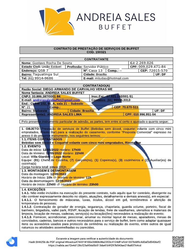 Contrato Andreia Salles - Buffet | PDF