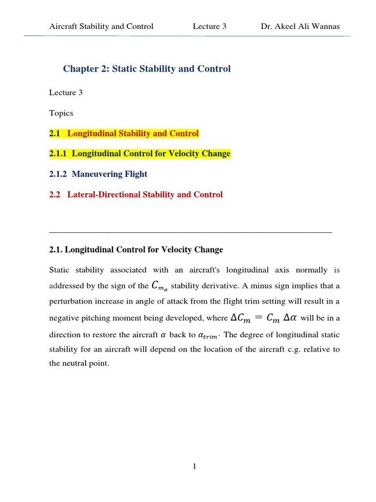 Aircraft Stability and Control - Lec03 | PDF | Flight Control Surfaces ...