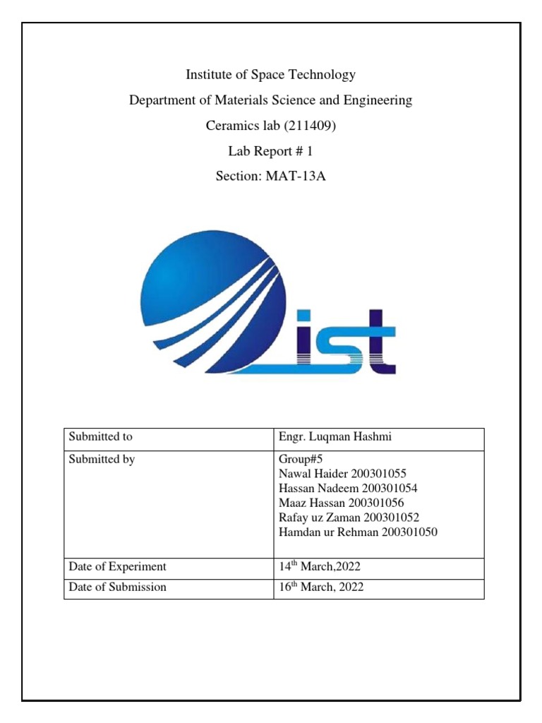 Ceramics-Lab Report 1 SIEVE ANALYSIS Group 5 MAT-13A | PDF | Particle ...