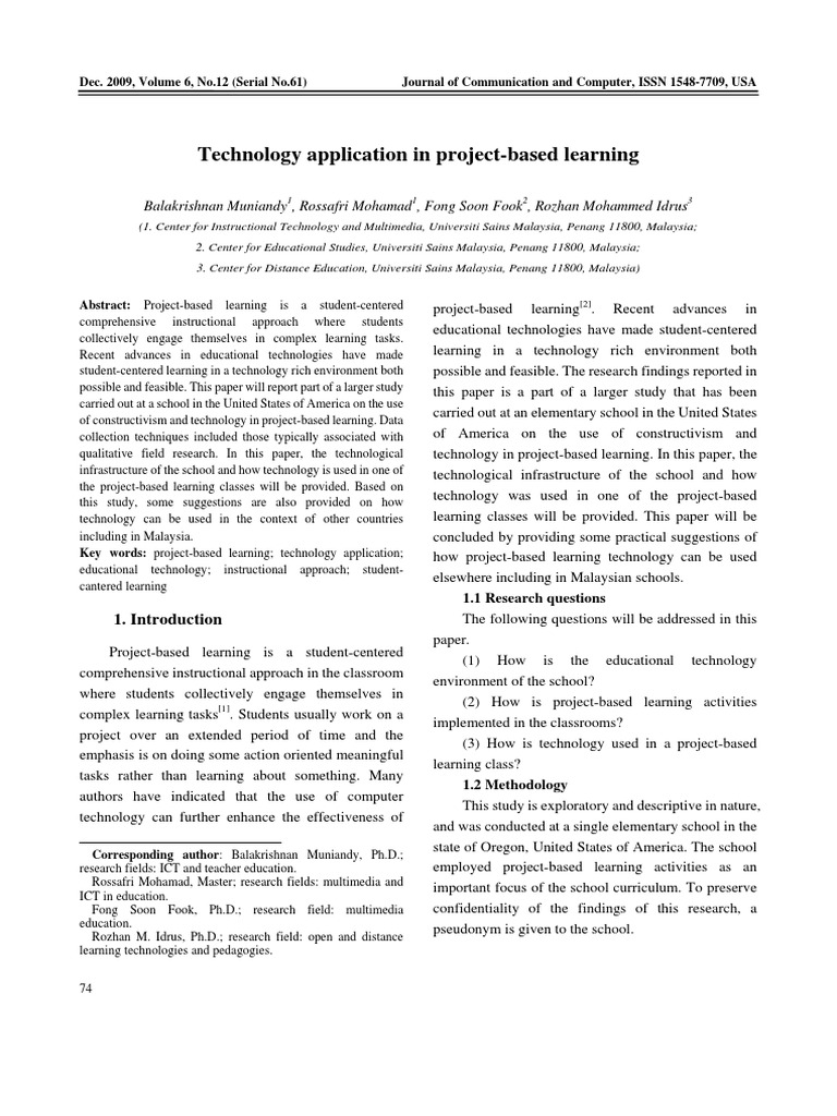 Technology Application in Project Based | Download Free PDF | Project ...