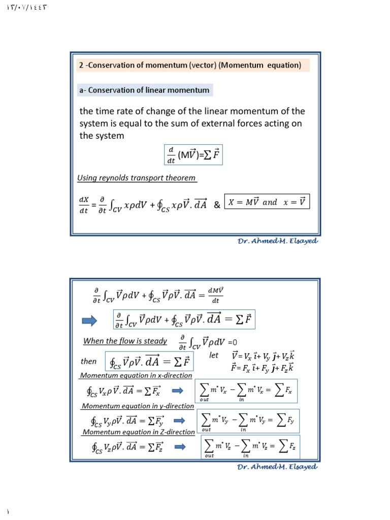 Lecture 4 - Fluid Dynamics - Linear Momentum Conservation | PDF ...