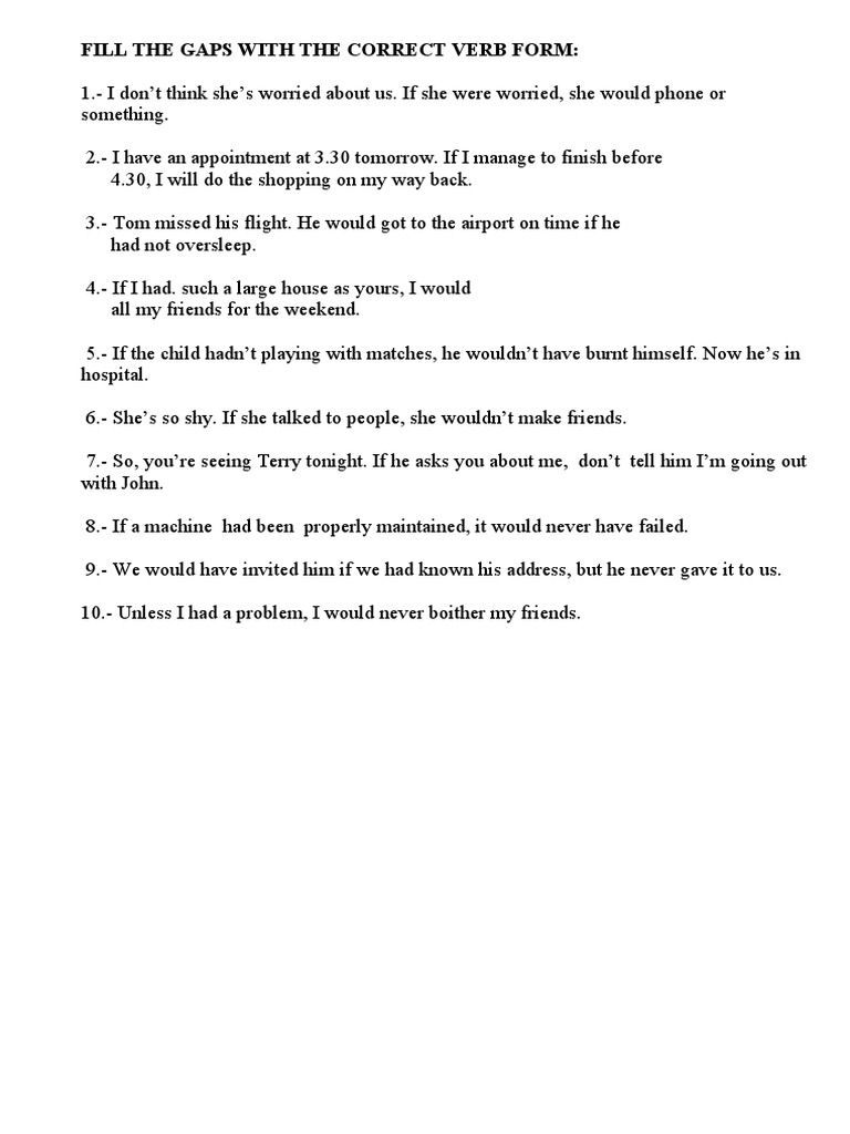 Fill The Gaps With The Correct Verb Form | PDF